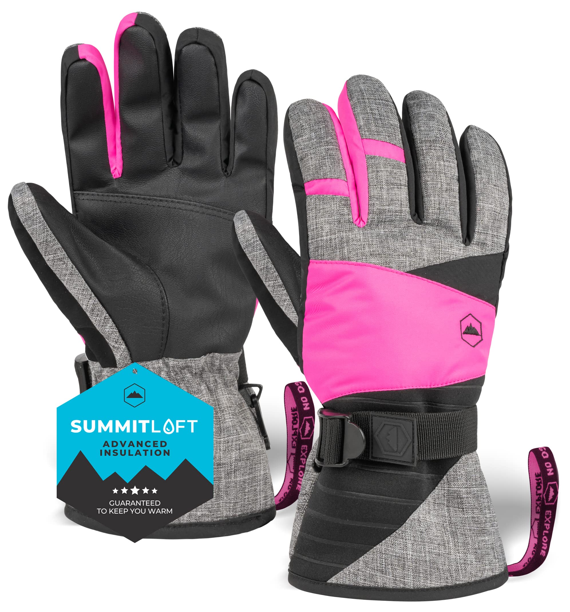 Tough Outdoors Women's Ski Gloves - Womens Snow Gloves - Winter Waterproof Snow Gloves - Adult Snow Gloves - Ladies Snowboarding Gloves