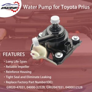 Inverter Coolant Pump Cooling Inverter Water Pump Assembly with Bracket | for 2004-2009 Prius Hybrid 1.5L | Replace# G9020-47031, 04000-32528