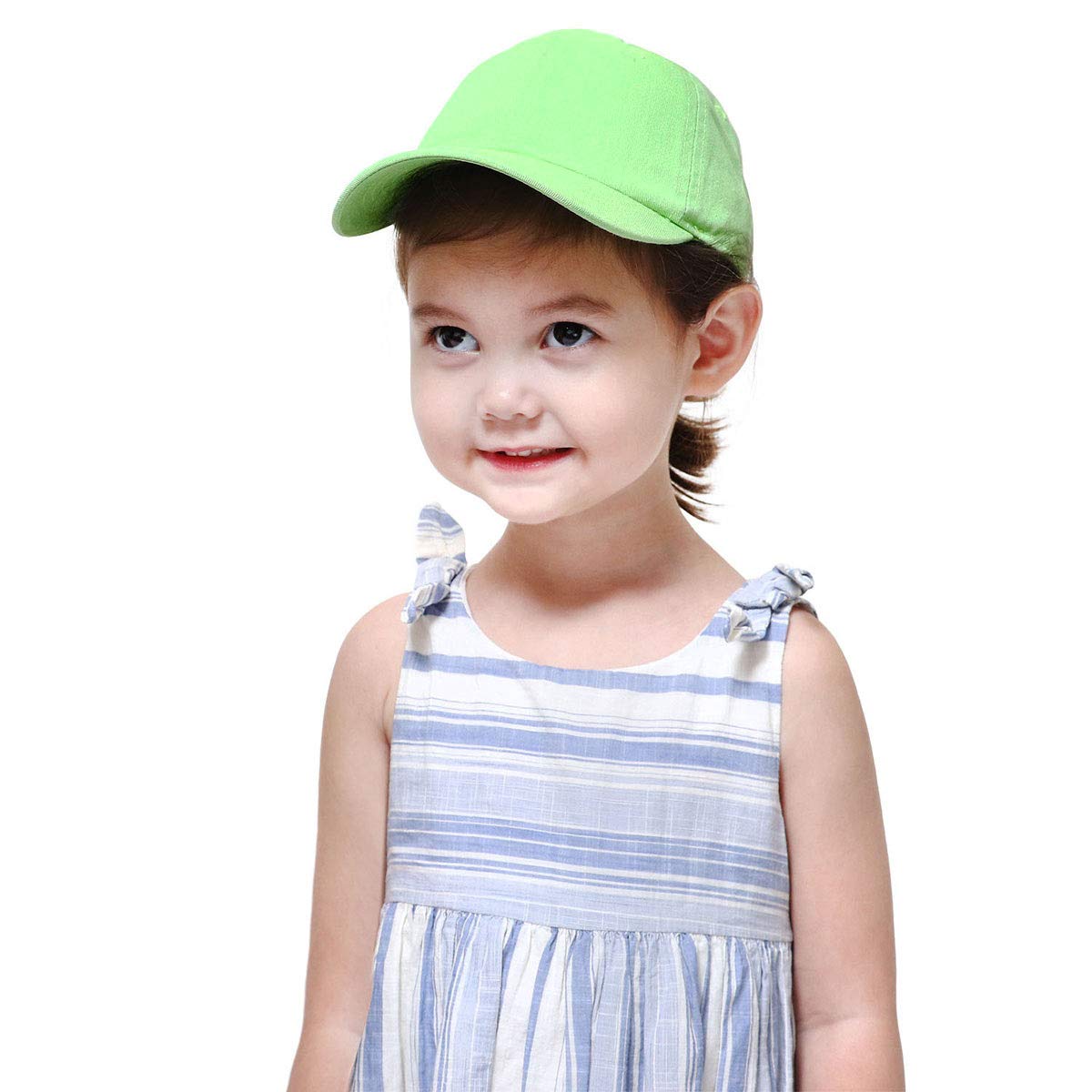 Falari Kids Boy Girl Baseball Cap Hat Washed Low Profile 100% Cotton Soft Lightweight Adjustable Size (6-9 Years, Light Green)