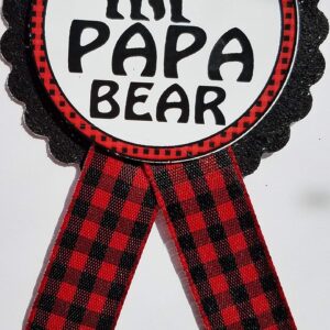 Mama Bear Baby Shower Sash & Daddy to Be Badge White & Black with Rhinestone Pin by Amy's Bubbling Boutique