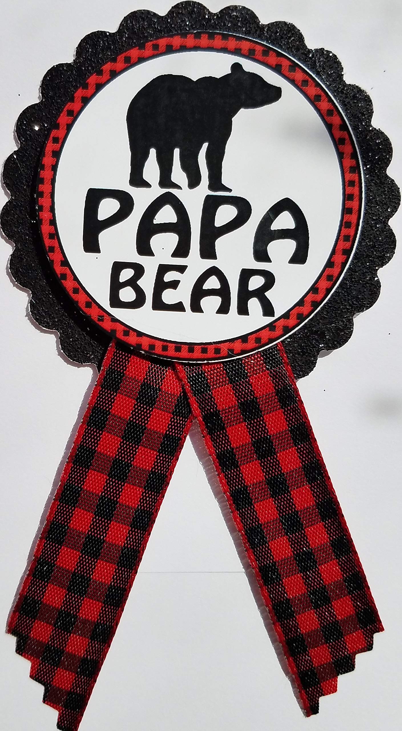 Mama Bear Baby Shower Sash & Daddy to Be Badge White & Black with Rhinestone Pin by Amy's Bubbling Boutique