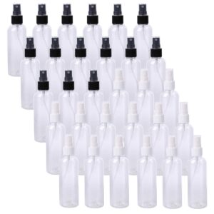 bekith 30 pack 3.3oz/100ml spray bottles with fine mist sprayer & pump spray cap, refillable & reusable clear empty plastic bottles for essential oils, travel, perfumes