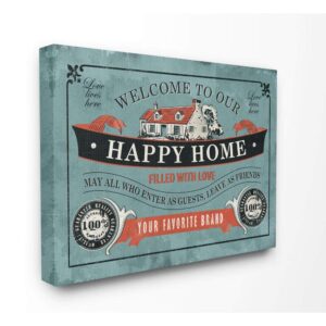 stupell industries happy home inspirational vintage comic book, design by artist ester kay wall art, 30 x 1.5 x 40, canvas