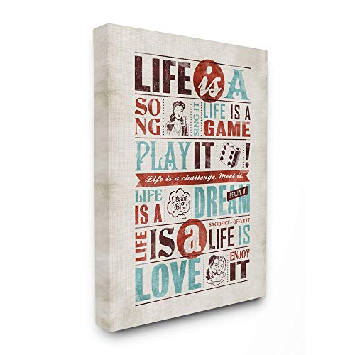 Stupell Industries Life is A Song Inspirational Comic Book Word, Design by Artist Ester Kay Wall Art, 30 x 1.5 x 40, Canvas