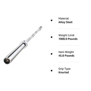 PAPABABE Olympic Bar 7-Foot Solid Chrome Barbell Weights Lifting Power Lifting (2-inch)