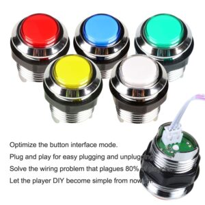 Fosiya 2 Player Arcade Games Ellipse Oval Style 8 Ways Joystick + 20 x LED Chrome Arcade Buttons for Video Games Standard Controllers All Windows PC MAME Raspberry Pi (Mixed Colors Chrome Buttons)