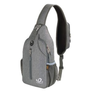 waterfly crossbody sling backpack sling bag travel hiking chest bags daypack (dark gray)