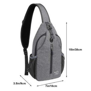 WATERFLY Crossbody Sling Backpack Sling Bag Travel Hiking Chest Bags Daypack (Dark gray)