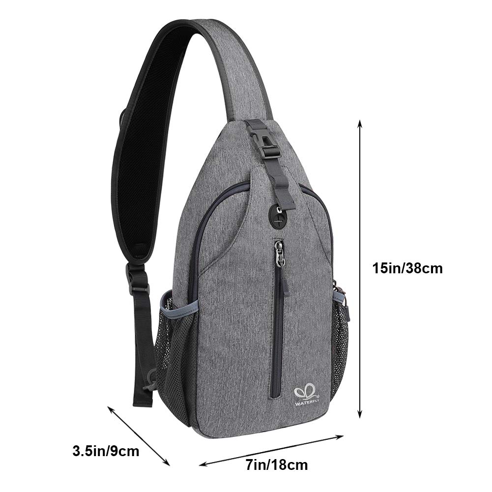 WATERFLY Crossbody Sling Backpack Sling Bag Travel Hiking Chest Bags Daypack (Dark gray)