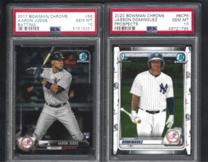 psa 10 bowman chrome aaron judge & jasson dominguez 2 card rookie lot graded psa gem mint 10 yankees superstars