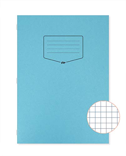 Silvine Tough Shell A4 Exercise Book, 80 Pages 5mm Squares, Blue Laminated Cover [Pack of 50]