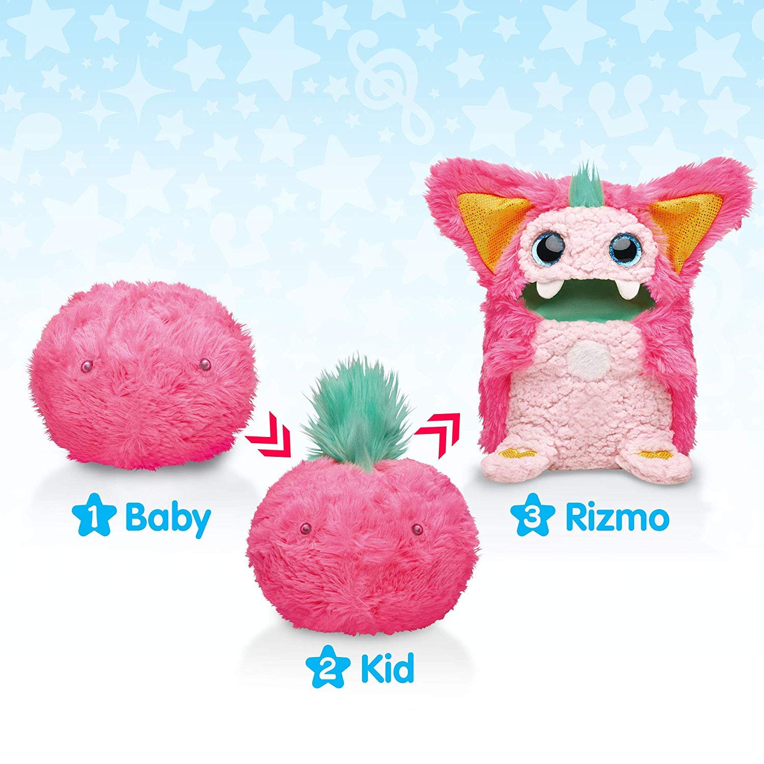 Rizmo Evolving Musical Friend Interactive Plush Toy with Fun Games, Berry