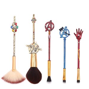 5pcs classical movie makeup brushes - professional cosmetic brushes foundation blending blush eye shadows face powder fan brushes kit for fans