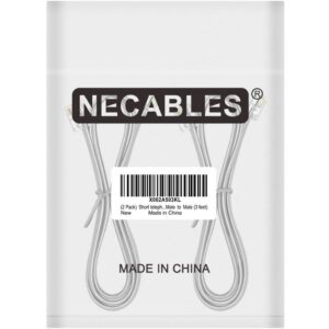 NECABLES 2Pack Phone Cord 3ft Telephone Cord Phone Line Cord RJ11 6P4C Male to Male for Landline Phone and Fax - 3 Feet