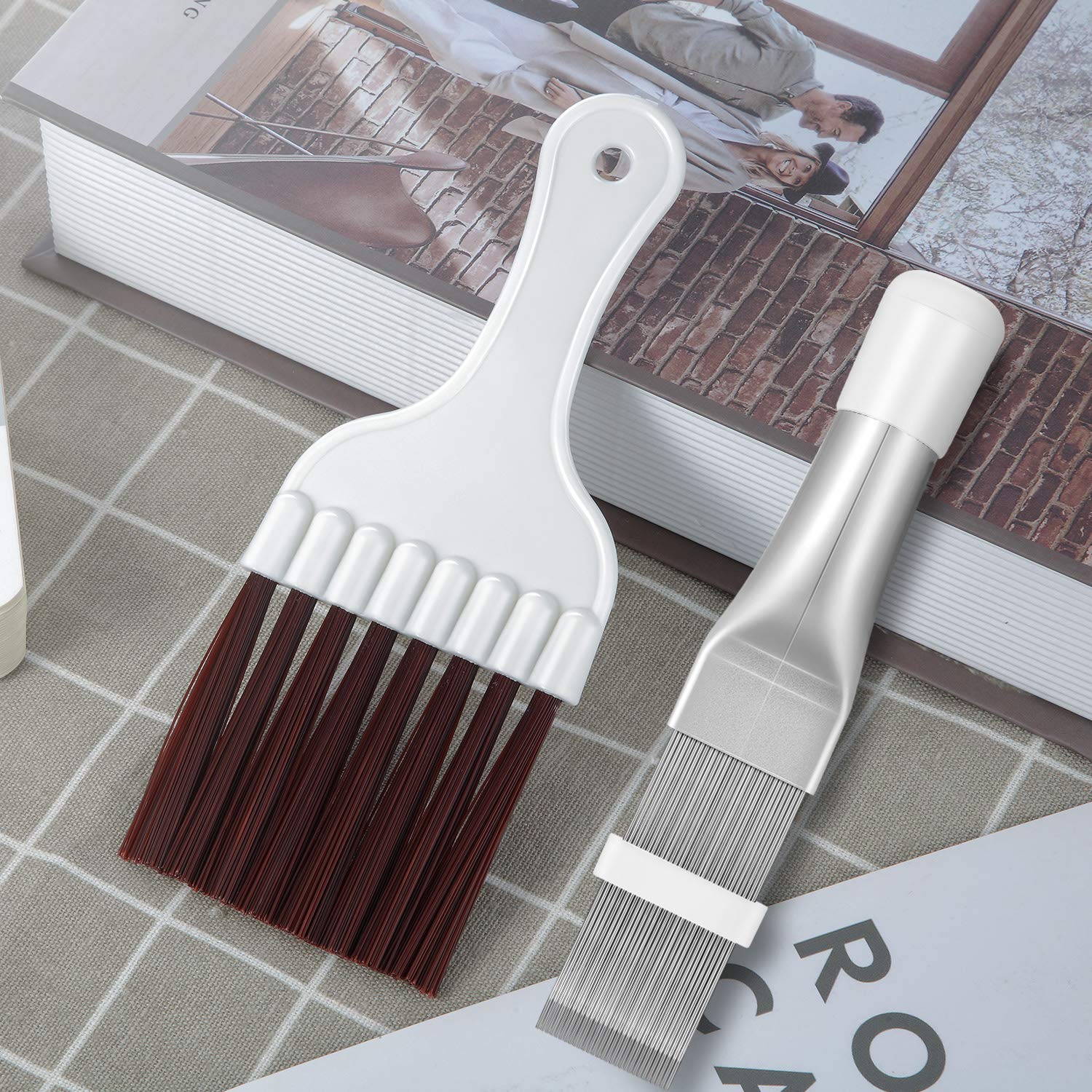 Air Conditioner Condenser Fin Comb, Fin Cleaning Brush Air Conditioner Fin Cleaner Refrigerator Coil Cleaning Whisk Brush Metal Fin Evaporator Radiator Repair Tool (2)