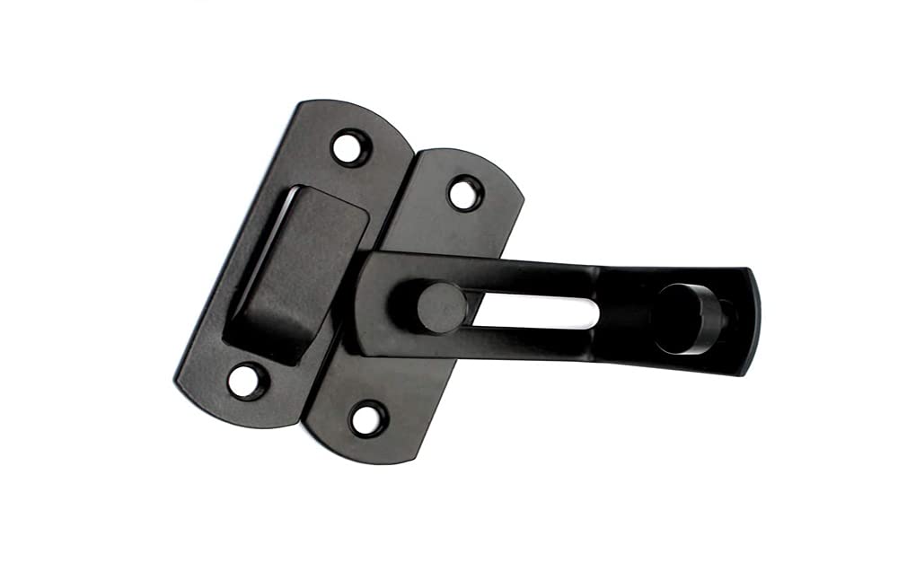 WANLIAN Black 90 Degree Right Angle Lock for Locking Sliding barn Door Locks and latches Satin