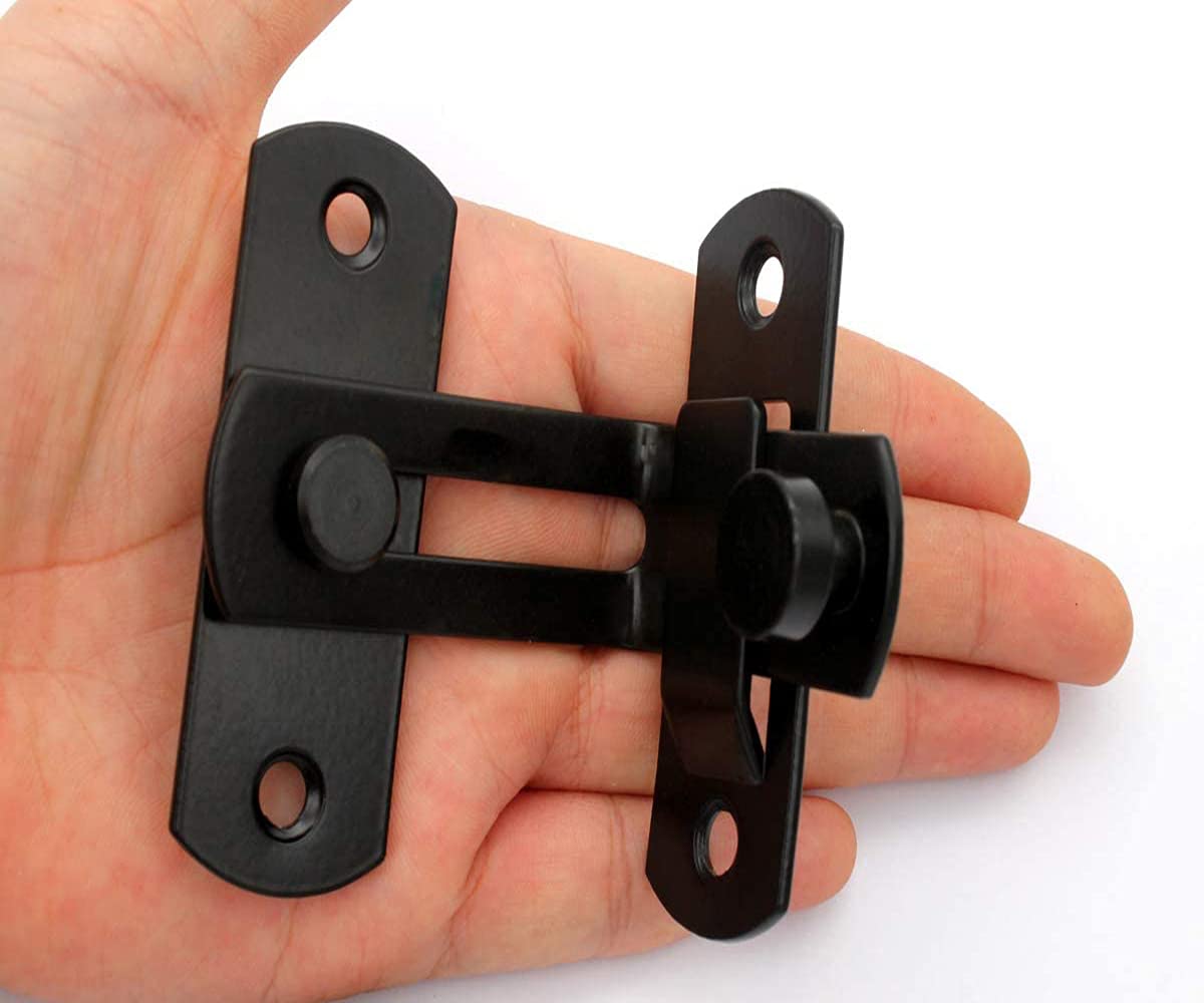 WANLIAN Black 90 Degree Right Angle Lock for Locking Sliding barn Door Locks and latches Satin