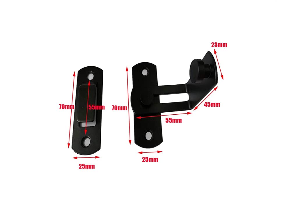 WANLIAN Black 90 Degree Right Angle Lock for Locking Sliding barn Door Locks and latches Satin