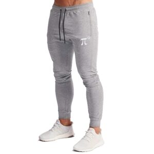 wangdo men's joggers sweatpants gym training workout pants slim fit with zipper pockets(grey-xl)