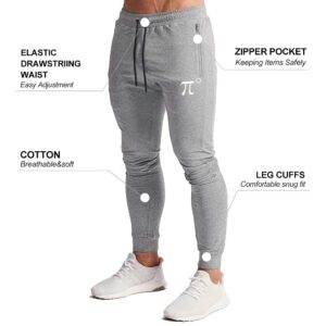 Wangdo Men's Joggers Sweatpants Gym Training Workout Pants Slim Fit with Zipper Pockets(Grey-XL)