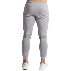 Wangdo Men's Joggers Sweatpants Gym Training Workout Pants Slim Fit with Zipper Pockets(Grey-XL)