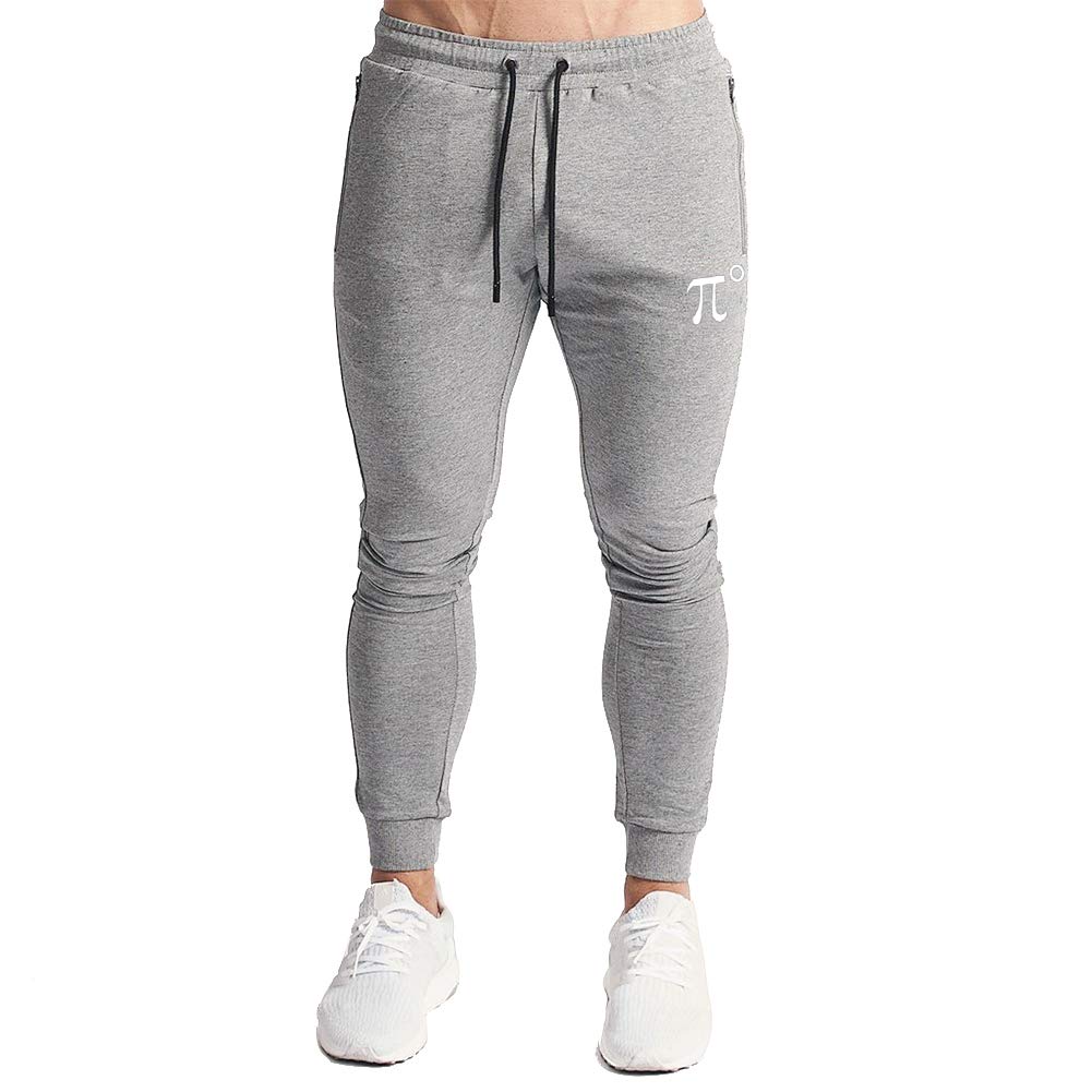 Wangdo Men's Joggers Sweatpants Gym Training Workout Pants Slim Fit with Zipper Pockets(Grey-XL)