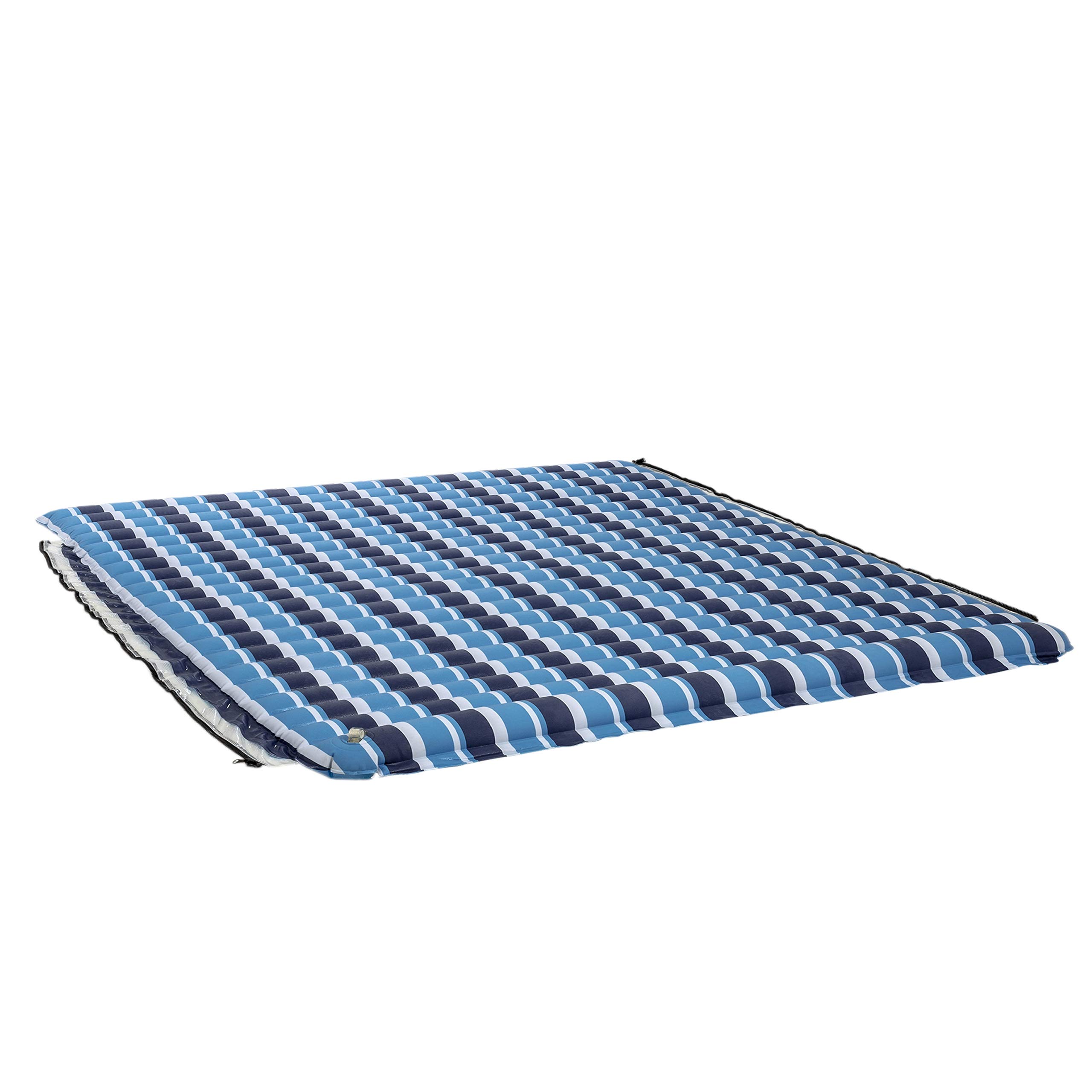 Aqua Ultimate Floating Water Mat – Heavy Duty Floating Island Pad with Expandable Zippers – Navy/White Stripe