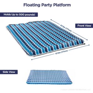 Aqua Ultimate Floating Water Mat – Heavy Duty Floating Island Pad with Expandable Zippers – Navy/White Stripe