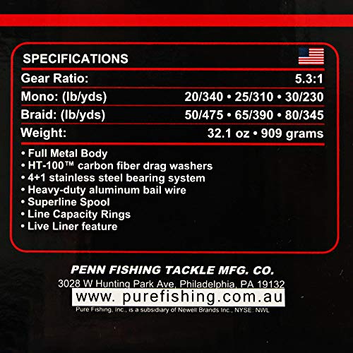 Penn FRCIII8000LL Fierce III 8000 Spin Reel Live Liner RH/LH Front