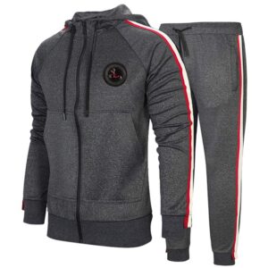 PASOK Men's Casual Tracksuit Set Long Sleeve Full-Zip Running Jogging Athletic Sweat Suits (XL, Style 2 Dark Gray)