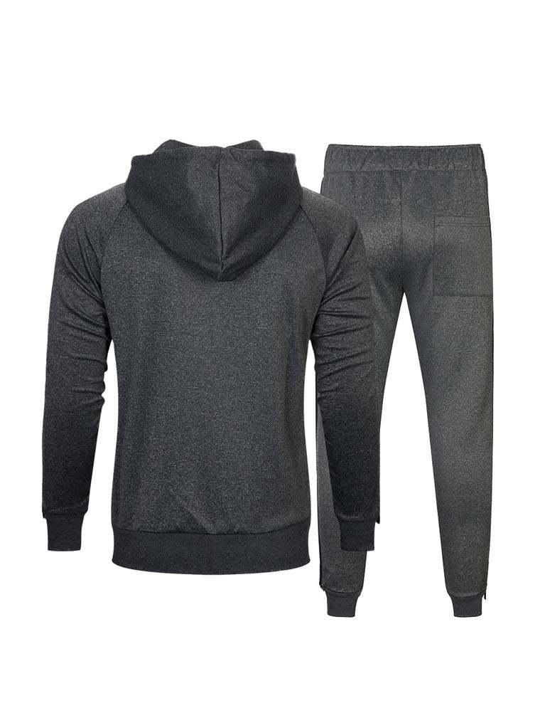 PASOK Men's Casual Tracksuit Set Long Sleeve Full-Zip Running Jogging Athletic Sweat Suits (XL, Style 2 Dark Gray)