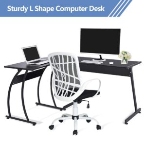 Gatesea L-Shaped Desk Corner Table Computer Desk Laptop Study Writing Table Workstation for Home Office (Black)