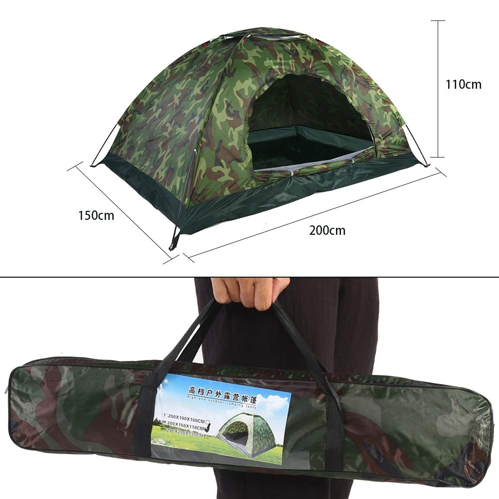 Outdoor Tent, 2 Persons 40 UV Protection Tent Waterproof Camouflage Portable Tent for Camping Hiking and Spare Parts