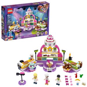 lego friends baking competition 41393 building kit, set baking toy, featuring 3 friends characters and toy cakes (361 pieces)