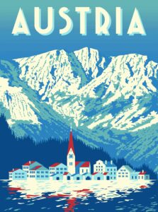 innsbruck austria austrian snow ski winter europe european retro travel home collectible wall decor art poster print. 10 x 13.5 inches