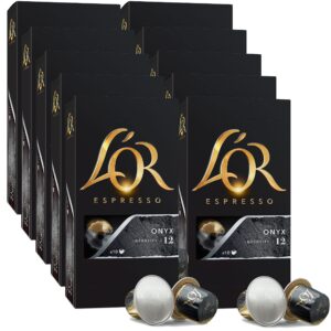 l'or espresso capsules, 100 count espresso onyx, single-serve aluminum coffee capsules compatible with the l'or barista system & *nespresso original machines