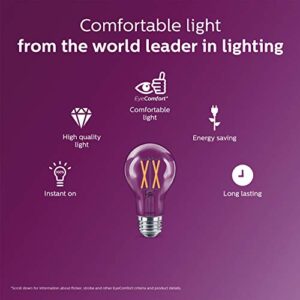 Philips LED Flicker-Free Dimmable Warm Glow Effect A19 Classic Glass Light Bulb, 800 Lumen, 2200-2700K, 8W=60W, E26 Base, Title 20 Certified, 8-Pack