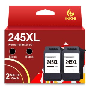 inkni 245xl black ink cartridge replacement for canon pg-245xl 245 black ink cartridge pixma mx490 mx492 mg2522 ts3100 ts3122 ts3300 ts3322 ts3320 tr4500 tr4520 tr4522 mg2500 printer (2 black)