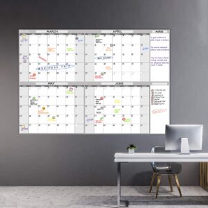 CLEVER CLEAN Large Dry Erase Wall Calendar - 36" x 52" Undated 4-Month Calendar for Home, Office, School - Reusable Jumbo Laminated Task Organizer