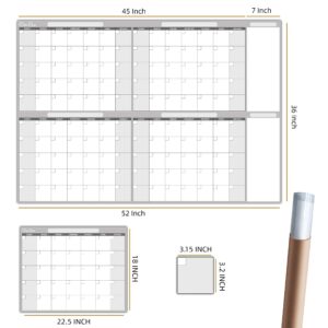 CLEVER CLEAN Large Dry Erase Wall Calendar - 36" x 52" Undated 4-Month Calendar for Home, Office, School - Reusable Jumbo Laminated Task Organizer