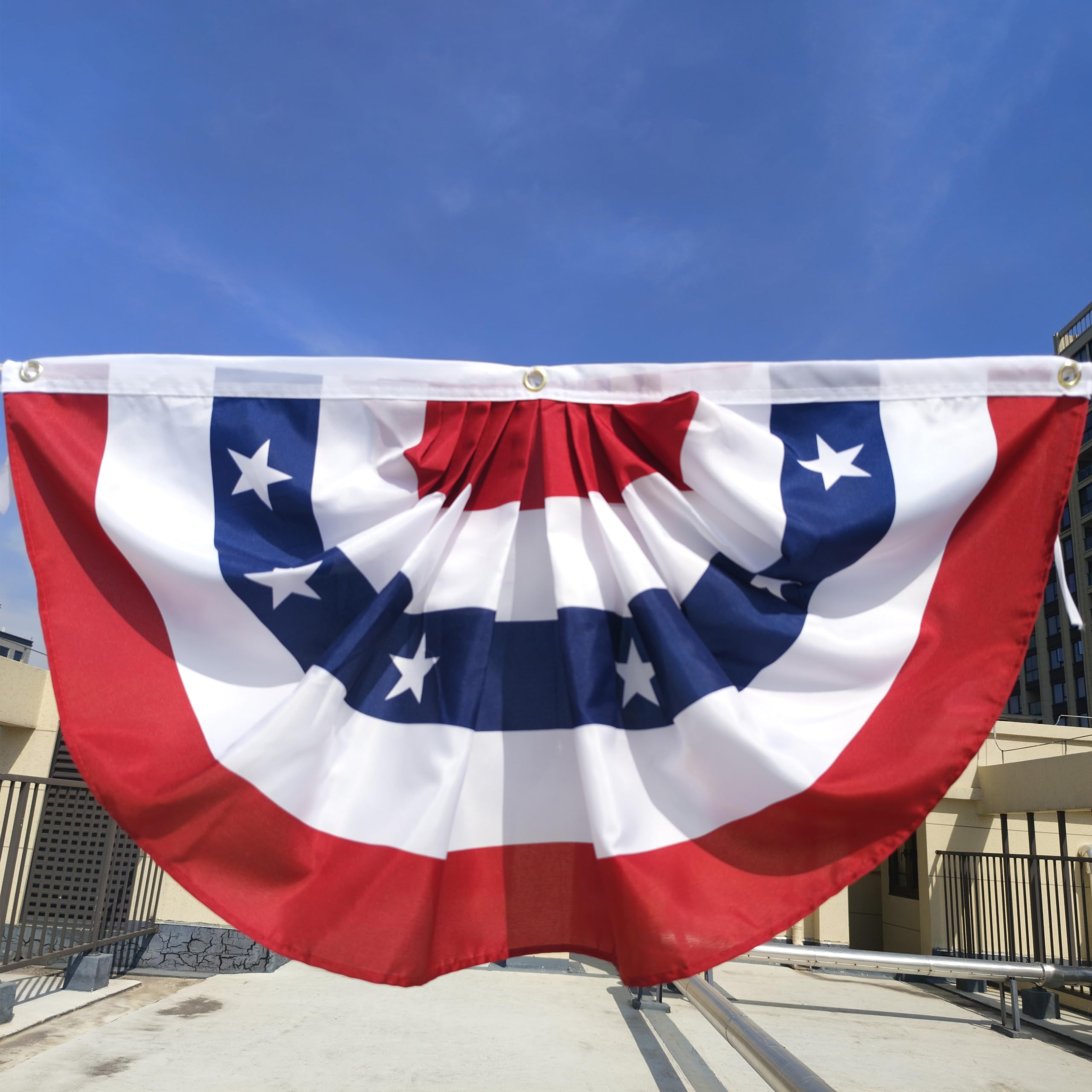 American Pleated Fan Bunting1.5x3Fts American flag Fan US Pleated Fan flags for Porch 4th of july pleated fan flags Memorial bunting red white and blue bunting for outdoor