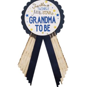 Grandma to Be Pin Twinkle Little Star Baby Shower Pin for Nona to wear, Navy & Gold, It's a Girl, It's a Boy Baby Sprinkle