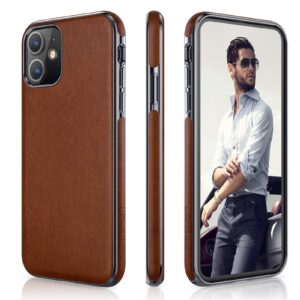 lohasic for iphone 11 case, slim business pu leather thin elegant tpu bumper soft anti-slip scratch resistant full protective phone cover cases compatible with iphone 11(2019) 6.1"- brown