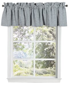 native fab set of 2 farmhouse valance curtains for windows 54"x18" for living room bedroom kitchen windows bathroom, rustic vintage curtain valances rod pocket - grey white