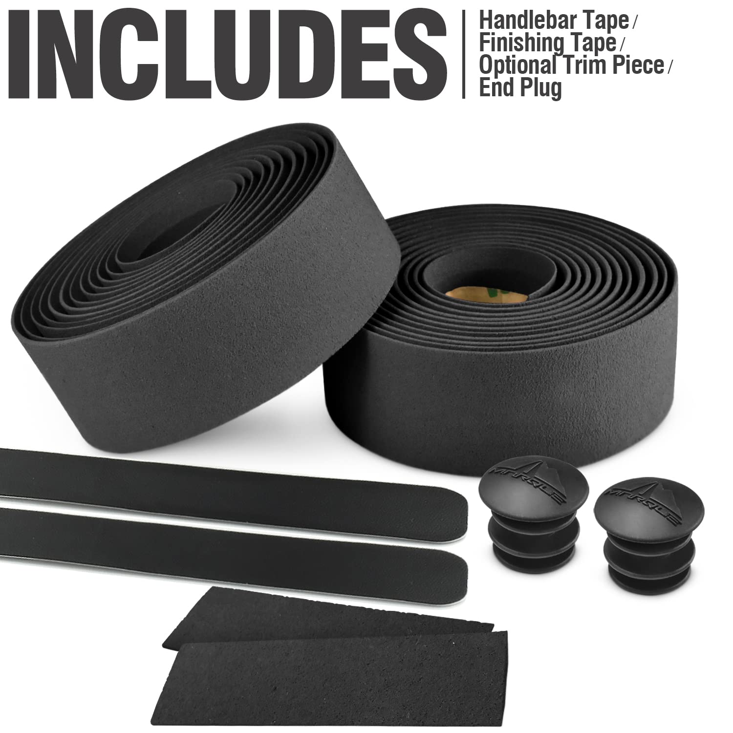 MARQUE Suede Bike Handlebar Tape – Road Cycling Bicycle Handle Bar Wrap 2PCS per Set (Black)