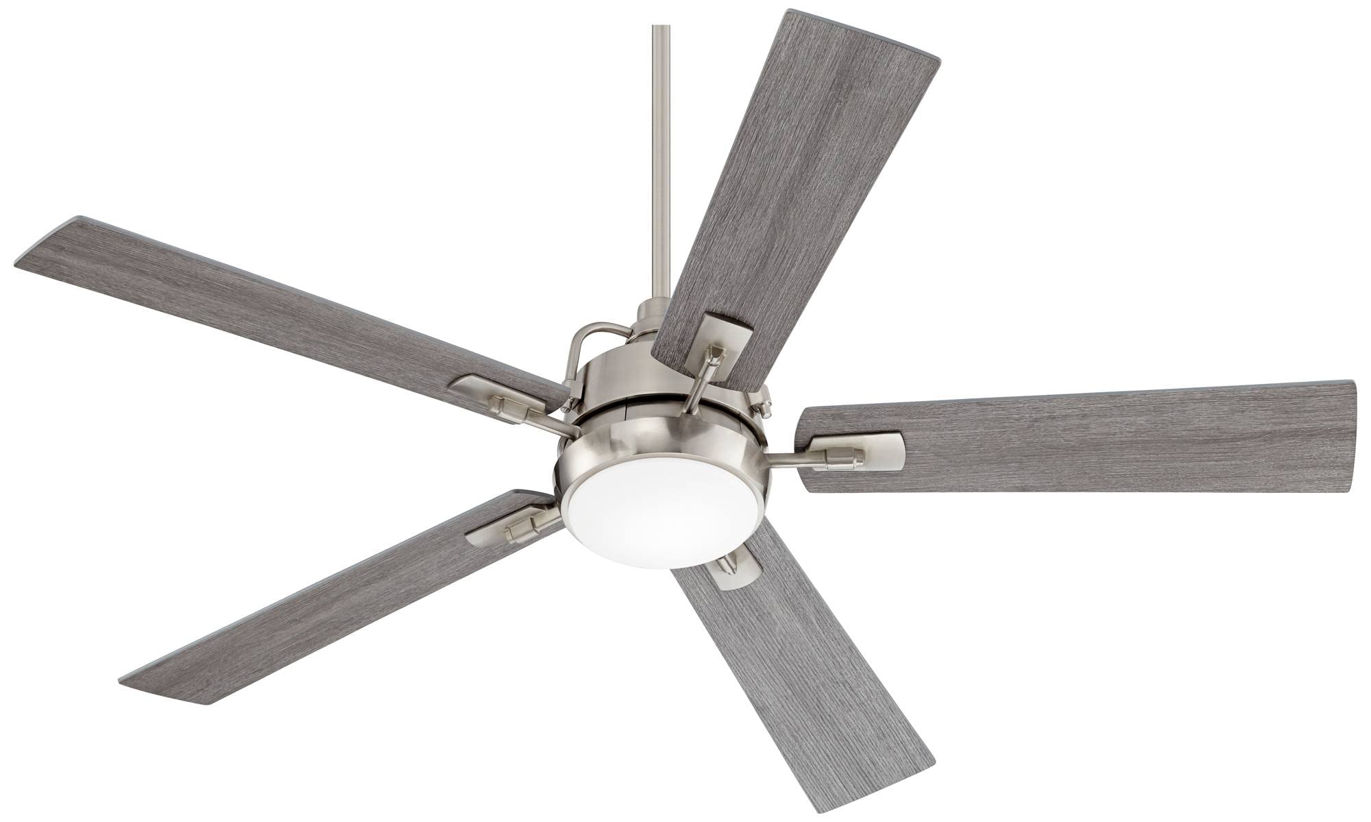 Casa Vieja 60" Lemans Modern Industrial Indoor Ceiling Fan with Dimmable LED Light Remote Control Brushed Nickel Gray Oak Opal Etched Glass for Living Kitchen Bedroom Family Dining Room