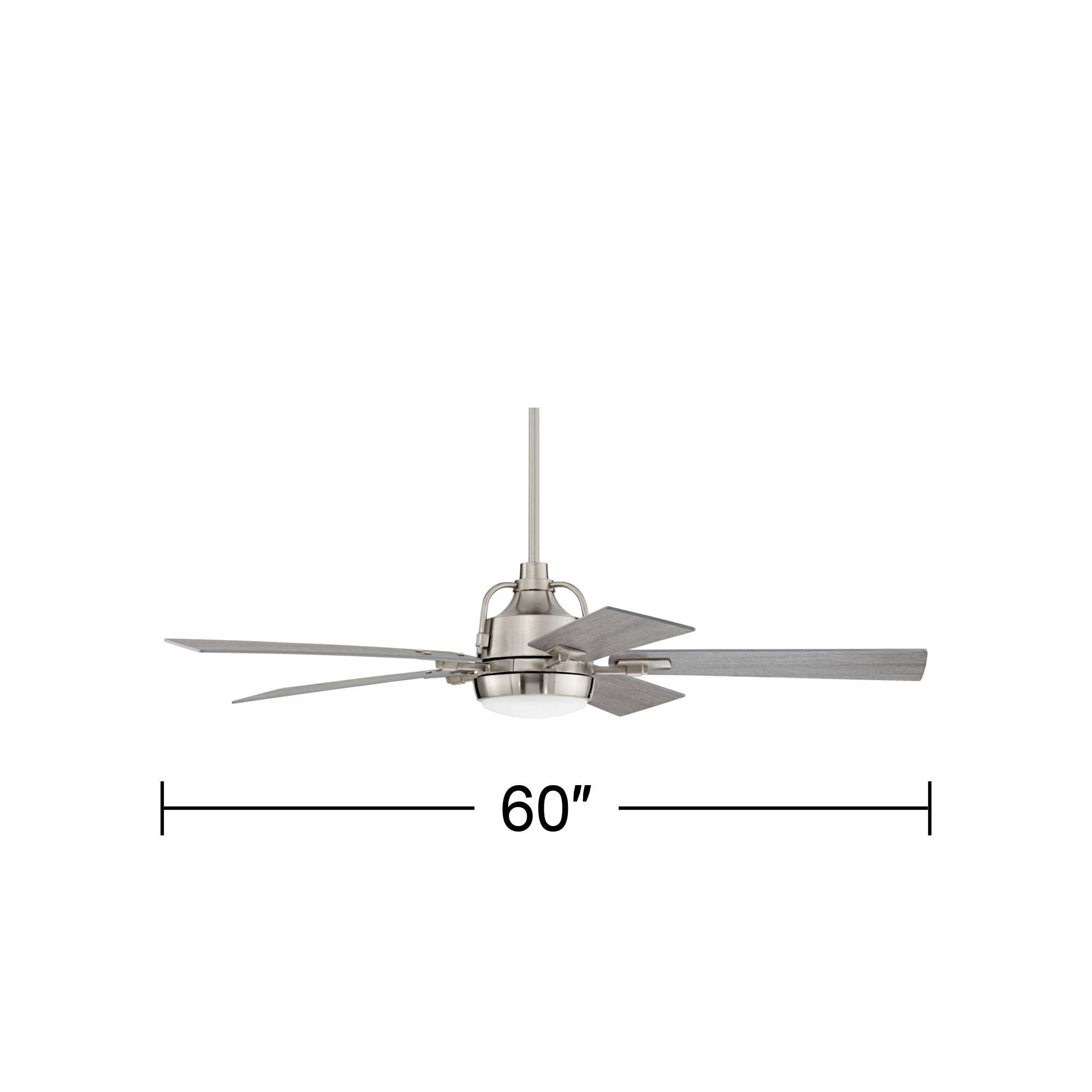 Casa Vieja 60" Lemans Modern Industrial Indoor Ceiling Fan with Dimmable LED Light Remote Control Brushed Nickel Gray Oak Opal Etched Glass for Living Kitchen Bedroom Family Dining Room