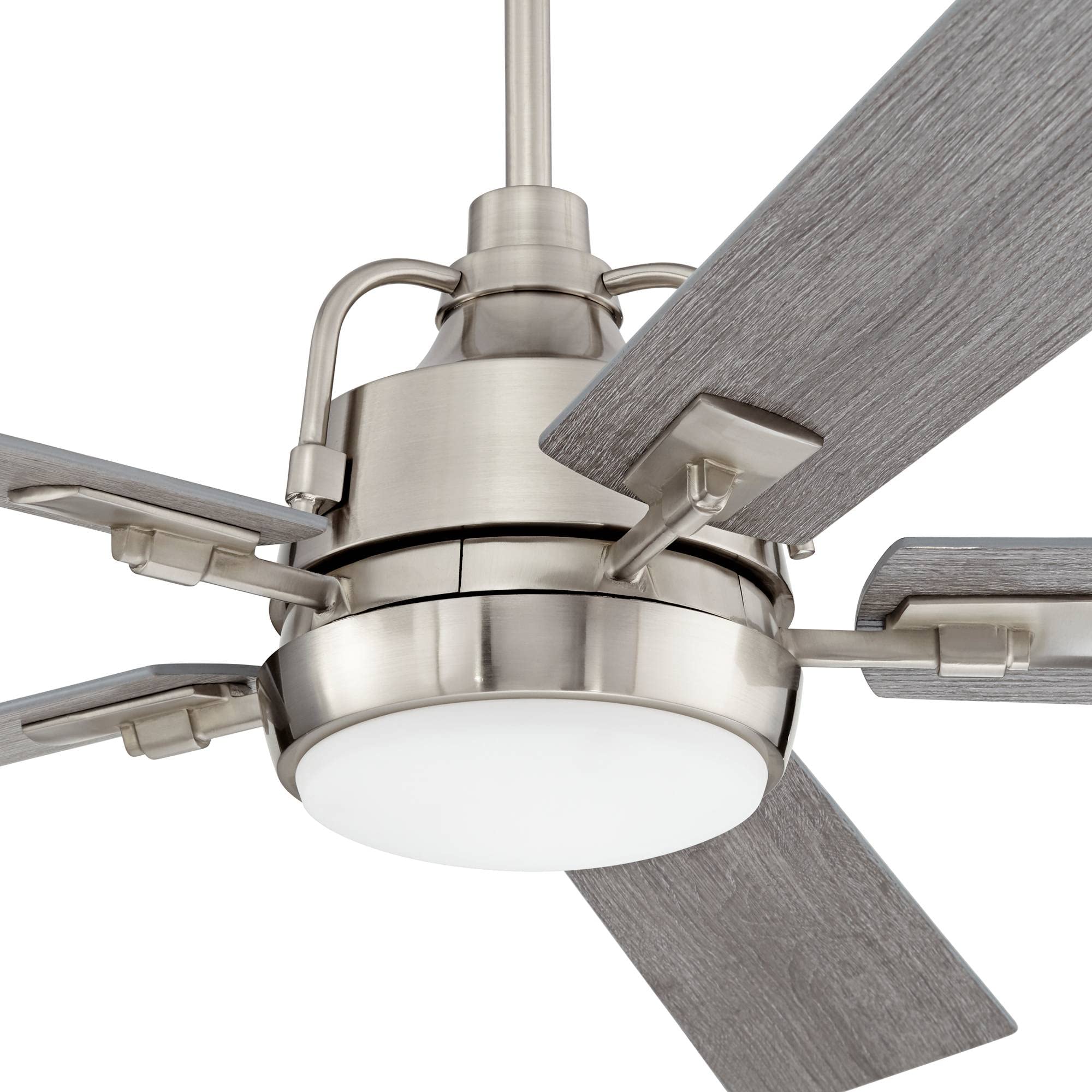 Casa Vieja 60" Lemans Modern Industrial Indoor Ceiling Fan with Dimmable LED Light Remote Control Brushed Nickel Gray Oak Opal Etched Glass for Living Kitchen Bedroom Family Dining Room