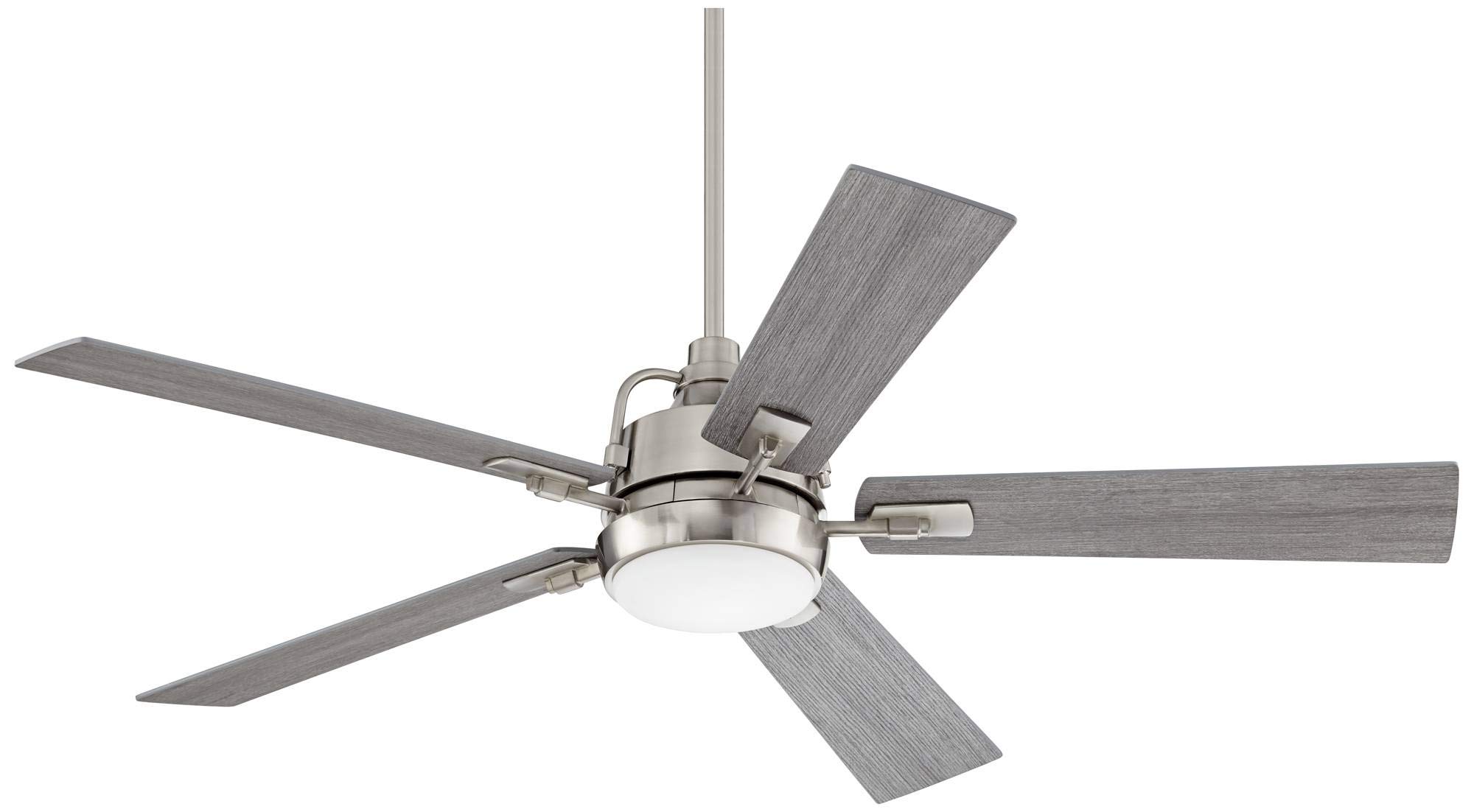 Casa Vieja 60" Lemans Modern Industrial Indoor Ceiling Fan with Dimmable LED Light Remote Control Brushed Nickel Gray Oak Opal Etched Glass for Living Kitchen Bedroom Family Dining Room