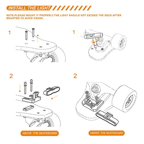 IWONDER V3.0 Skateboard Lights Longboard USB Rechargeable Lights Super Bright Led Electric Skateboard Light Accessory Outdoor Waterproof Flashing Safety Skateboard Rear Lights